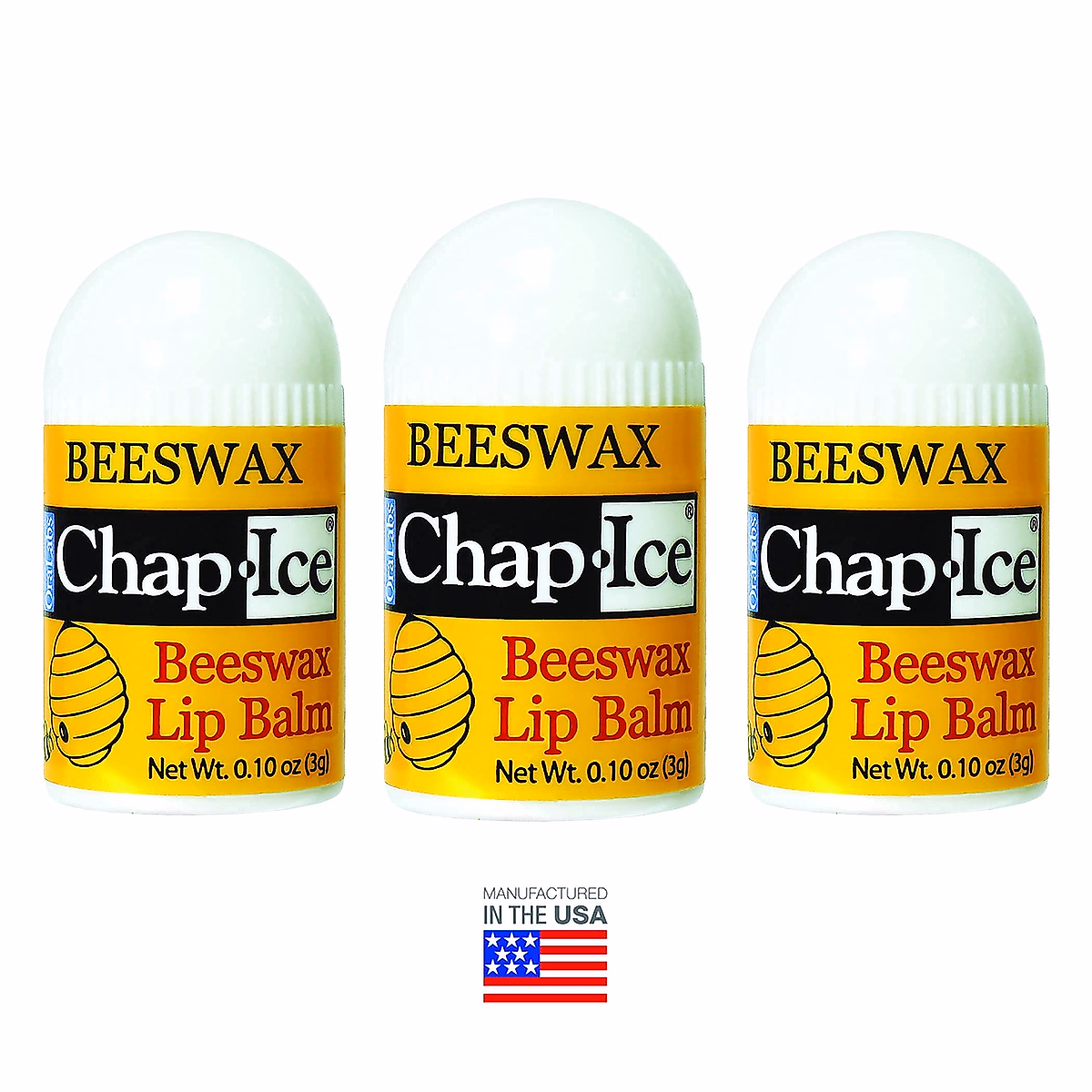 Chap-Ice® | 12-Count Mini Beeswax Peppermint Lip Balm | Lip Balm Pack Fortified with Coconut Oil for Dry, Cracked Lips | Made in USA | 12-Count Mini Lip Balm with Peppermint Flavor (0.10oz/3g Each)