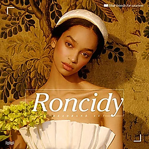 Roncidy Boho Wide Headband Polka Dot Printed Hair Bands Scrunch Hair Hoop Headbands with Hair Scrunchies Elastic Ruched Hairband for Women and Girls,1 Set (White)