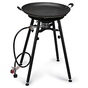 Onlyfire Paella Burner and Stand Set with 21 Inch Frying Pan and Reinforced Legs, GS300 Outdoor Cooking System Portable Propane Cooker with Wok for Backyard Camping RV