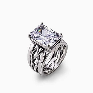 Joolala Cubic zirconia Sterling Silver Women's Ring - 925 Silver Ring for Woman - Faceted Cubic zirconia Cut, Prongs Setting, Anniversary Engagement Ring (9)