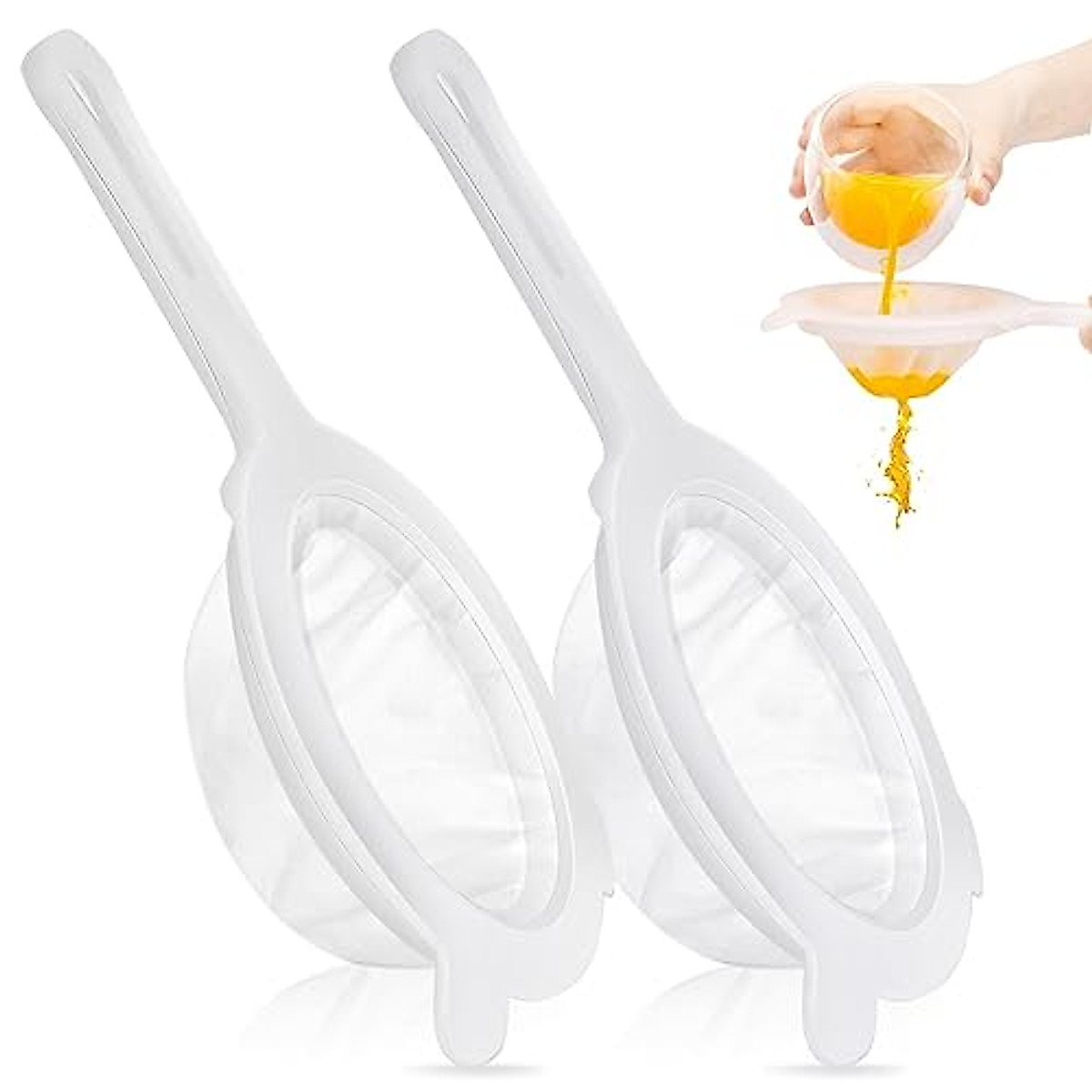 2 Pack Ultra Fine Mesh Juice Strainer Plastic Nylon Food Strainer Yogurt Mesh Strainer with Handle for Kitchen Juicing 120/200 Mesh