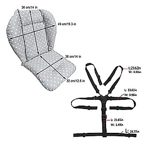 High Chair Pad, Grey Background Little Stars Pattern High Chair Cushion/seat Cushion/breathable Pad with Baby High Chair Seat Belt, Soft and Comfortable, Make The Baby More Comfortable (2 Pieces)