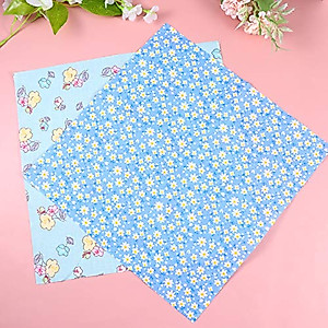 EXCEART 9pcs Cotton Fabric Quilting Patchwork Fabric Square Sewing Craft Fabric Printed Fabric Bundle with Scissors for Sewing Quilting Handmade DIY Crafts (Mixed Color 50x50cm)