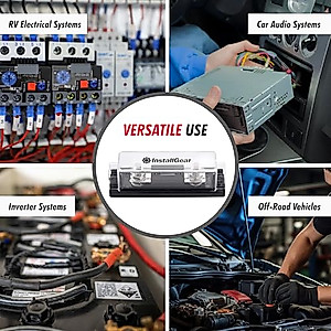 InstallGear - Fuse Block with ANL Fuse Holder and Clear Cover - 2 Pack, 300Amp Fuses for Secure Circuit Protection - Universal Fuse Box for 0-10 Gauge Terminals, Automotive Applications
