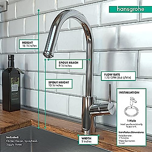 hansgrohe Talis S² Chrome High Arc Kitchen Faucet, Kitchen Faucets with Pull Down Sprayer, Faucet for Kitchen Sink, Magnetic Docking Spray Head, Chrome 14872001