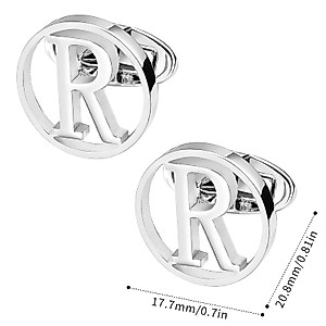 GWD Cufflinks for Men Classic Tuxedo Shirt Wedding Cuff Links Personalized Initials A-Z Gift (R)