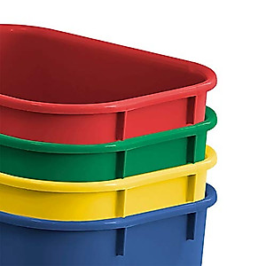 Acrimet Wastebasket Bin for Recycling 27QT (Made of Plastic) (Metal/Yellow, Paper/Blue, Glass/Green, Plastic/Red) (Set of 4)