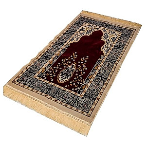 Modefa Turkish Islamic Prayer Rug - Multi Person Janamaz Sajada for Family or Mosque - Large Gathering & Group Praying Mat Carpet - 5 Person Imam Prayer Rug (Red/Multi #1)