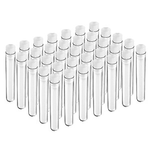 BTSD-home 16x100mm(13ml) Clear Plastic Test Tubes with Caps for Scientific Experiments, Halloween, Christmas, Scientific Themed Kids Birthday Party Supplies, Decorate the House, Candy Storage(50 Pack)