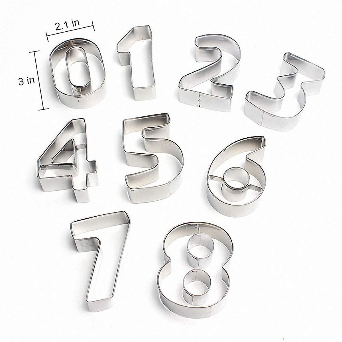 12Pcs/Set 3 Inch Number & Plaque Frame Cookie Cutters Set Large Numbers Stainless Steel Fondant Biscuit Cutter Tools for Kitchen Baking