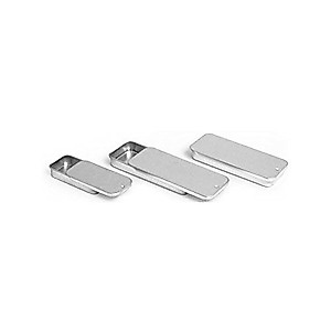 Perfume Studio Small Metal Slide Top Tin Containers for Crafts, Geocache, Storage, Survival Kit, Lip Gloss, Favors, Camping, etc (6, 1.89" X .91" X .35")