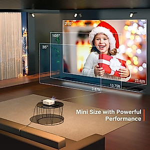 Mini Projector, VOPLLS 1080P Full HD Supported Video Projector, Portable Outdoor Home Theater Movie Projector, 50% Zoom, Compatible with HDMI, USB, AV, Smartphone/Tablet/Laptop/PC/TV Box