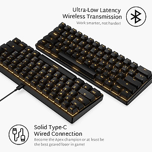 RK ROYAL KLUDGE RK61 Wireless 60% Mechanical Gaming Keyboard, Ultra-Compact Bluetooth Keyboard with Tactile Blue Switches, Compatible for Multi-Device Connection, Black