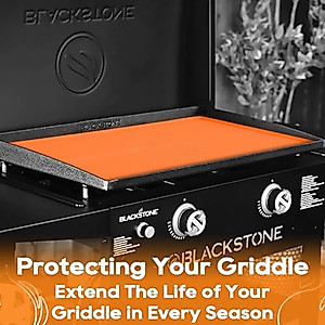 Longing Home Silicone Griddle Cover 28 inch for Blackstone, All-Encompassing Coverage Heavy Duty Food Grade Mat, Grill Buddy Mat for All Season, Griddle Cooking Surface Protective Cover - Orange