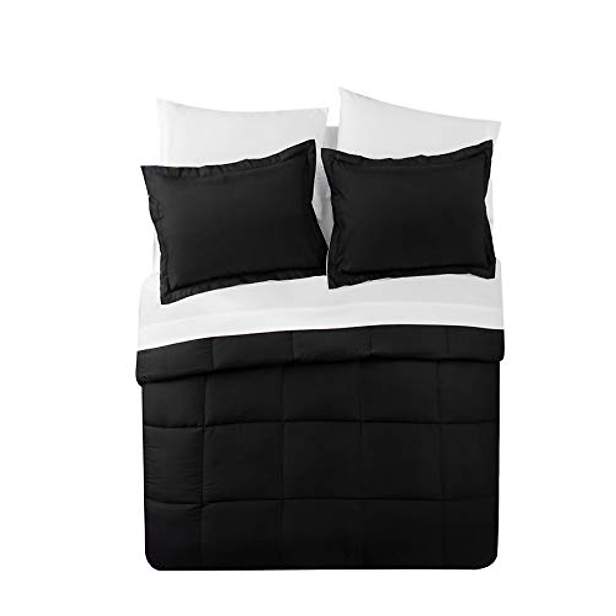 VCNY Home - Queen Bed in a Bag, Reversible 7-Piece Bedding Set, Stylish Room Decor (Lincoln Black/White, Queen)