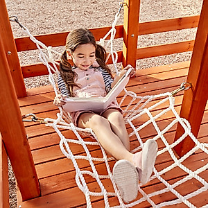 Little Tikes Real Wood Adventures Outdoor Glamping House, Backyard Bungalow Fun, Up to 5 Kids, 2 Bunk Hammocks, Outdoor Lights, Wooden Deck with Playhouse for Kids, Gift for Girls Boys Ages 3 +Years