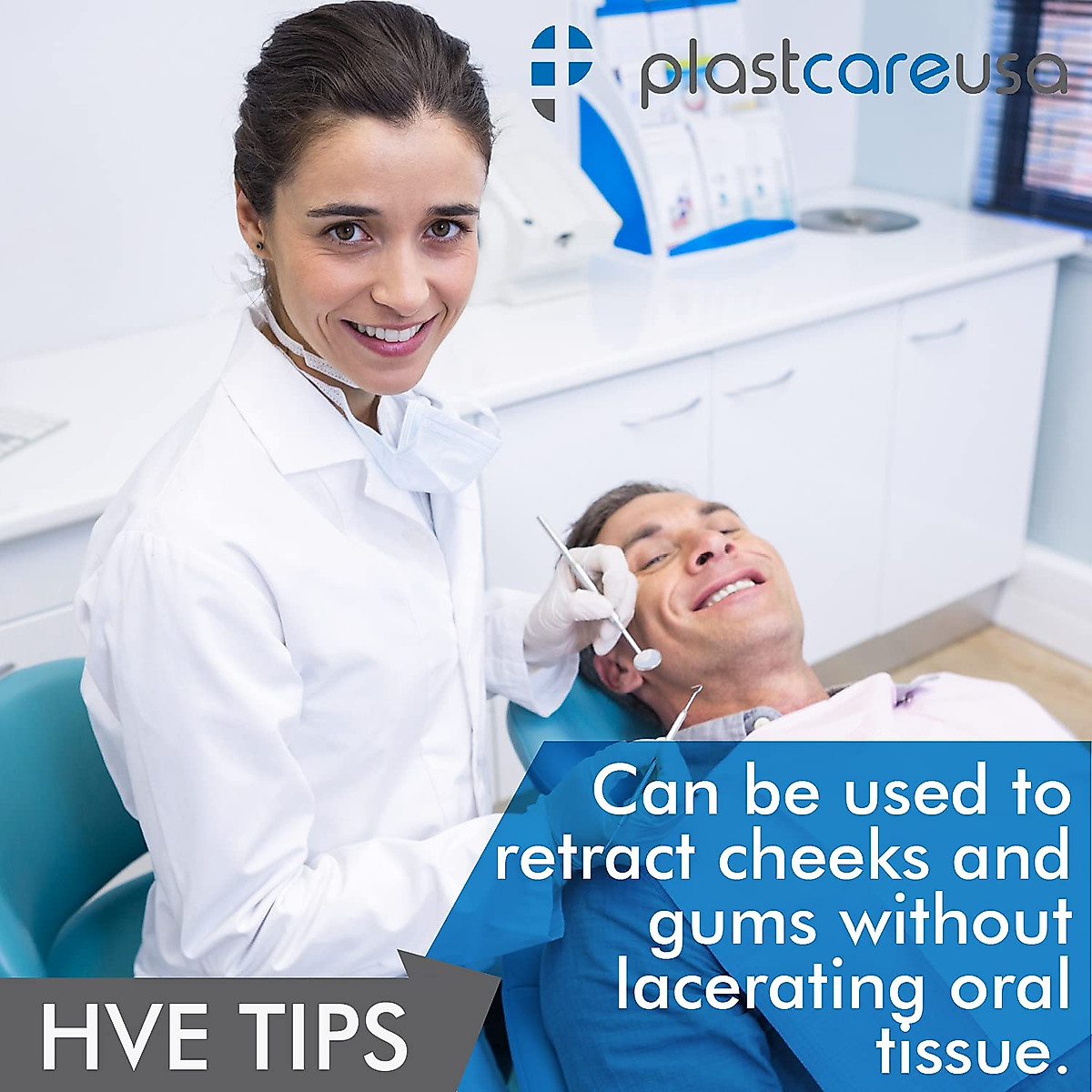 High Volume Evacuator HVE Tips - 100 HVE Suction Tips Dental Disposable - Vented Evacuation Aspirator Tips with Smooth Edges (White - 100 Pack) by PlastCare USA