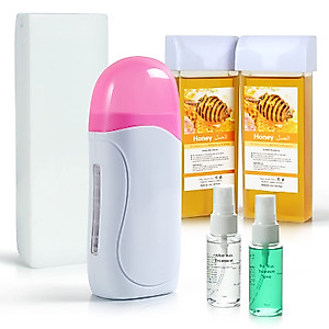 Honey Wax Hair Removal, Wax Roller Kit for Sensitive Skin, Beth lee Roll on Wax Kit for Women and Men,Hair Removal Waxing Kit Roll On with Wax Warmer & Skin Cleaning Care Kit