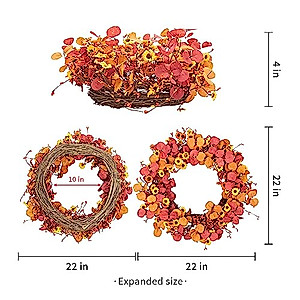 DIYFLORU Fall Wreaths for Front Door 22 inch Autumn Door Wreath Fall Eucalyptus Wreath with Daisy for Thanksgiving Harvest Festival Indoors Outside