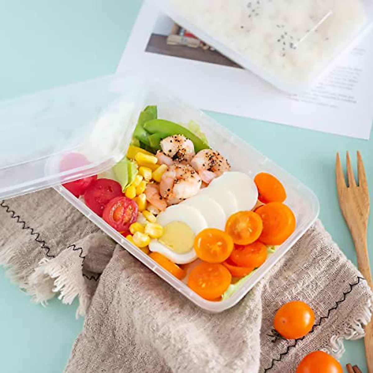 16oz Food Storage Containers with Airtight Lids, 50Pcs Disposable Clear Meal Prep Containers, Reusable Deli Containers with Lids, Great for Your Slime Kit, Leakproof, Microwaveable, Dishwasher & Freezer Safe