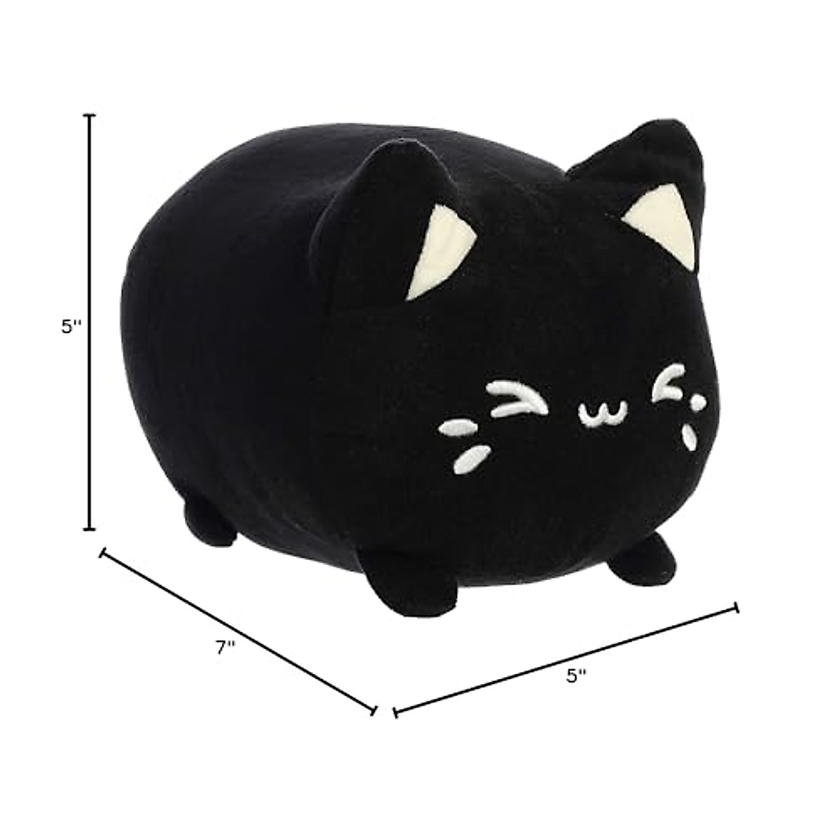 Aurora® Enchanting Tasty Peach® Black Sesame Meowchi Stuffed Animal - Bright & Colorful Design - Showpiece Plush - Black 7 Inches