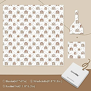 Baby Swaddle Blankets Set with Matching Hat and Drool Cloth Organic Cotton Muslin Blanket Soft Newborn Wrap Receive Blanket Photography Prop Large 47 * 47 Shower Gifts for Boys Girls(Rainbow)