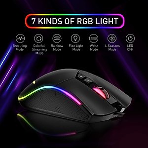 Havit Mechanical Keyboard and Mouse Combo RGB Gaming 104 Keys Blue Switches Wired USB Keyboards with Detachable Wrist Rest, Programmable Mouse, RGB Large Gaming Mouse Pad for PC Gamer Computer Desktop