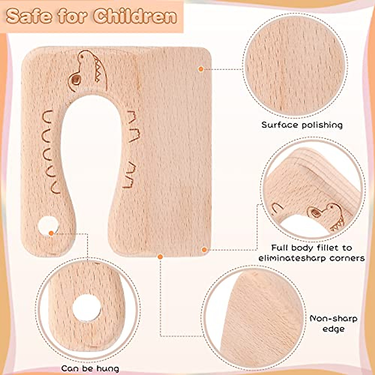 Honoson 4 Pieces Wooden Kids Knife 2 Patterns Safe Cutting Knife Wooden Cooking Chopper Kitchen Tools for Toddlers Cutting Fruit and Vegetable, for 2-8 Years Old