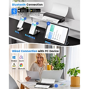 Memoking Portable Printer for Travel, Bluetooth Thermal Printer Support 8.5" X 11" US Letter & A4 Size Thermal Paper, Inkless Printer Compatible with iOS, Android & Laptop for Office, Home, School