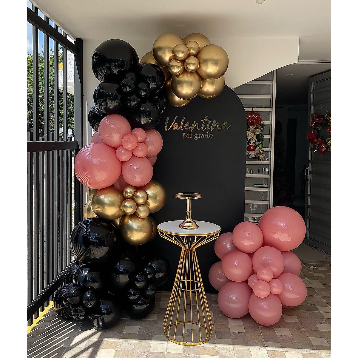 Black Pink Balloon Garlands Kit Arch Gold For Bridal Baby Shower Party Decoration Clear Girl Women Princess Birthdy Metallic Chorme Retro