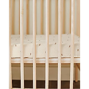 Muslin Pack N Play Sheets Fitted for Pack and Play Mattress and Mini Cribs, 100% Muslin Cotton for Natural Comfort Fitted for Baby Boys and Girls, Boho Baby Nursery Design, 2 Pack (Sunshine&Brown)