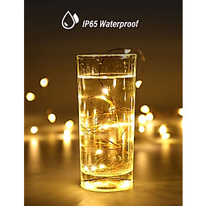 Mikasol Fairy String Lights, 1 Packs Led Fairy Lights Battery Operated Waterproof Copper Wire with Remote Control Fairy Lights for Bedroom. Firefly Lights Christmas Lights 8 Modes (16.4 ft/Warm White)