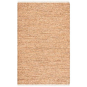 SAFAVIEH Vintage Leather Collection Area Rug - 8' x 10', Light Gold, Handmade Boho Fringe Leather, Ideal for High Traffic Areas in Living Room, Bedroom (VTL501D)