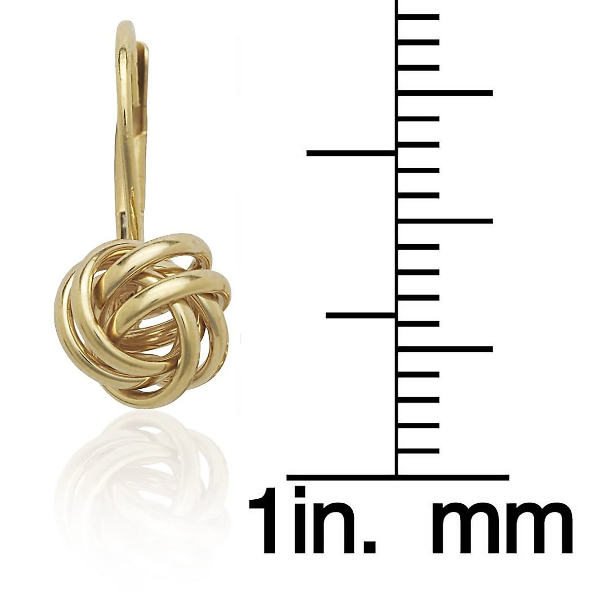 Jewelryweb Solid 14k Yellow or White Gold Polished Fixed Love-knot Lever-back Earrings (8mm x 15mm) (yellow-gold)