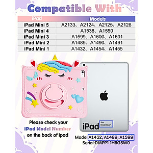 Gurgitat Girls Case for Apple iPad Mini 5/4/3/2/1-7.9 inch Cute Girly Cartoon Unicorn Cases for iPad Mini 5th/4th/3rd/2nd/1st Gen Cover with Pencil Holder Handle Stand Shoulder