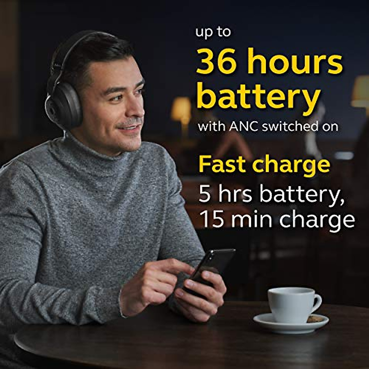 Jabra Elite 85h Wireless Noise-Canceling Headphones, Titanium Black – Over Ear Bluetooth Headphones Compatible with iPhone & Android - Built-in Microphone, Long Battery Life - Rain & Water Resistant