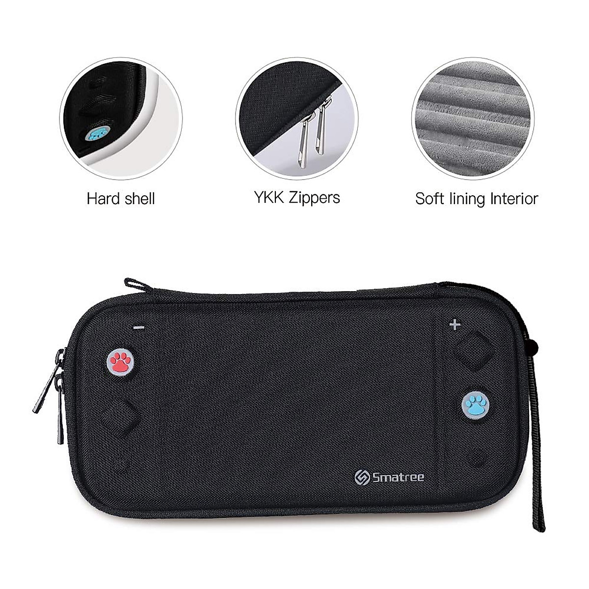 Smatree Hard Shell Carry Case for Nintendo Switch with 10 Game Cartridges, Protective Storage Case for Travel（Black）