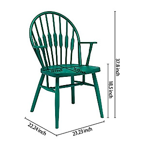 CangLong PP Plastic, Leisure Negotiation Backrest Arm Side, Kitchen Breakfast Counter Conservatory Cafe Pub, Living Room, Bedroom Dining Chairs, set of 2, Green 2