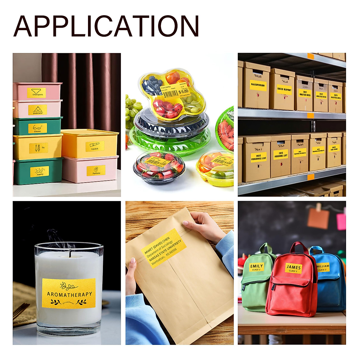 PARLAIM Rectangle Thermal Sticker Labels, 1000PCS Commercial Grade Square Direct Thermal Printer Labels for Address Shipping Label,UPC QR Code, Name Tag, Price Sticker (Gold)