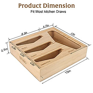 EFOBO Ziplock Bag Storage Organizer, Bamboo Food Storage Bag Organizer, Kitchen Drawer Baggie Holder for Gallon, Quart, Snack & Sandwich Bags