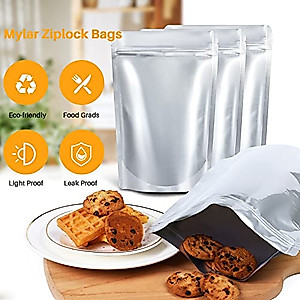50Pack 1 Gallon Mylar Bags for Food Storage And 100Pcs Oxygen Absorbers 300cc, 9.8 Mil Heavy Duty Mylar Bags 14"x10" - Resealable Smell Proof Bags for Candy, Grains, Wheat - Long Term Food Storage