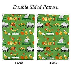 My Little Nest Seasonal Garden Flag Easter Bunny And Eggs Vertical Garden Flags Double Sided for Home Farmhouse Yard Holiday Flag Outdoor Decoration Banner 12"x18"