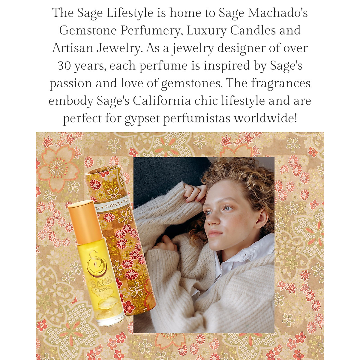 Topaz Perfume Oil Roll-On by Sage- 1/8 oz, Vegan & Cruelty-Free, Gourmand Scent, Vanilla, Sandalwood