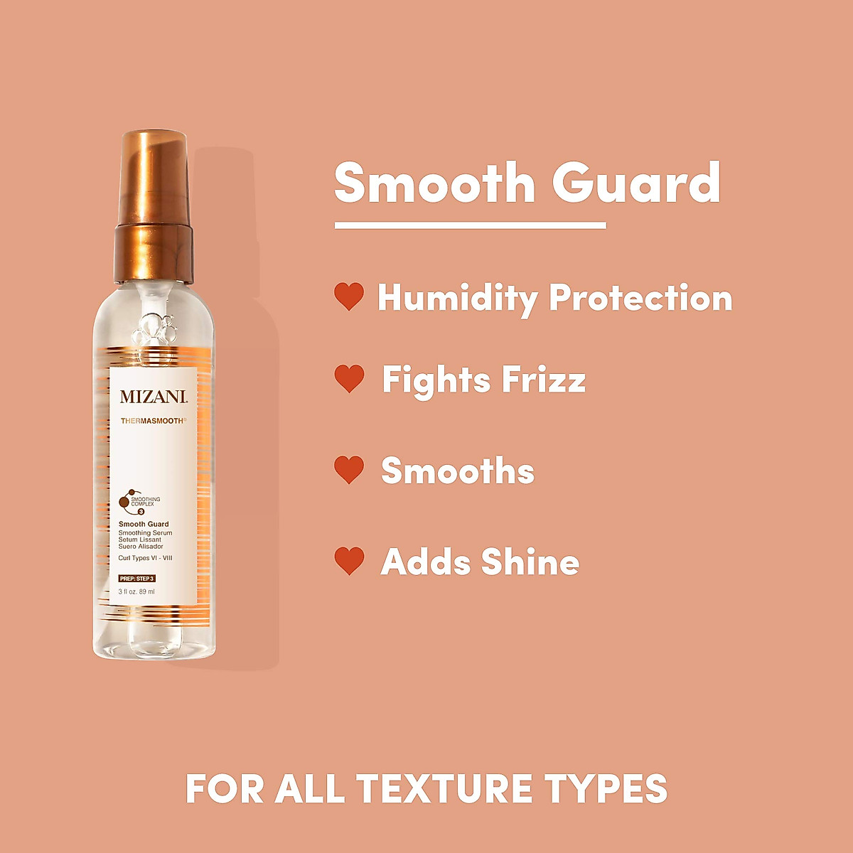 MIZANI Thermasmooth Smooth Guard Smoothing Serum - Protects Against Heat Damage With Coconut Oil, For Curly Hair