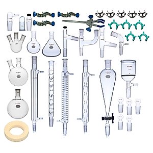 Laboy Glass Advanced Organic Chemistry Lab Glassware Kit Laboratory Glassware Apparatus (38pcs)