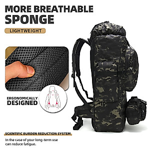 King'sGuard 100L Camping Hiking Backpack Molle Rucksack Military Camping Backpacking Daypack