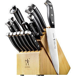 HENCKELS Premium Quality 15-Piece Knife Set with Block, Razor-Sharp, German Engineered Knife Informed by over 100 Years of Masterful Knife Making, Lightweight and Strong, Dishwasher Safe