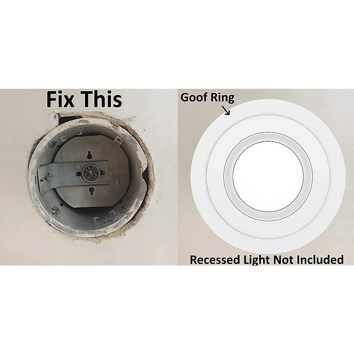 Lighting Labs 8 Pack Matte White Goof Trim Ring for 8" Inch Recessed Can Lighting Down Light, Outer Diameter 8.6 Inches, Inner Diameter 6.2 Inches