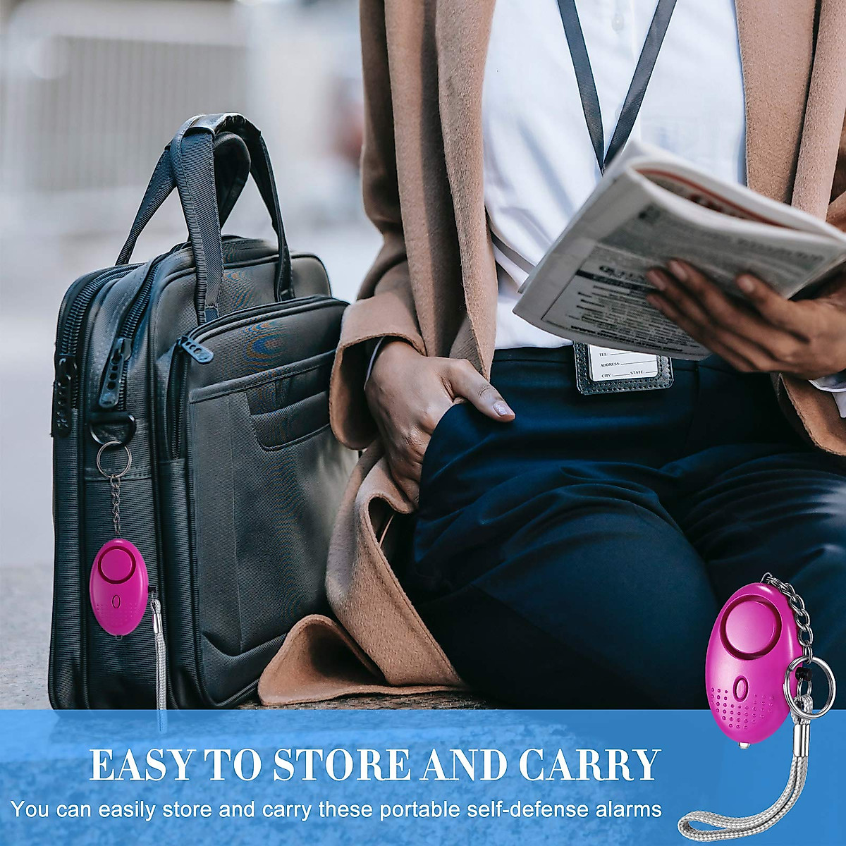 Konohan 12 Pieces Personal Alarm for Women, Safe Sound Personal Alarms Emergency Alarm Keychain Security Alarm Keychain with LED Light, Personal Safety Button Alarm in 6 Colors for Men Elderly