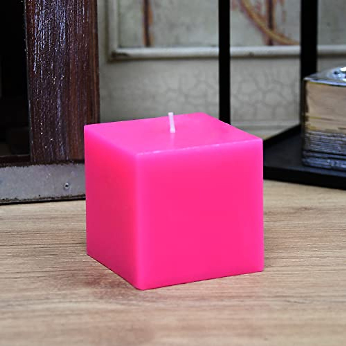 Zest Candle Pillar Candle, 3 by 3-Inch, Hot Pink Square (Pack of 2)